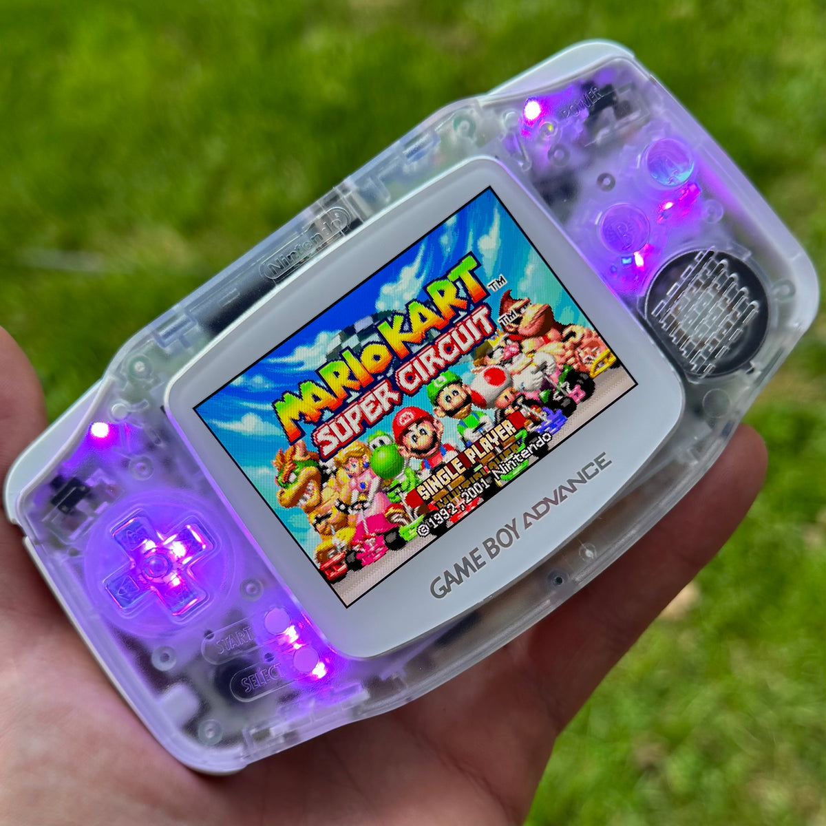 CLEAR/OPAL IPS BACKLIT NINTENDO GAMEBOY ADVANCE + USB-C + LED BUTTONS ...