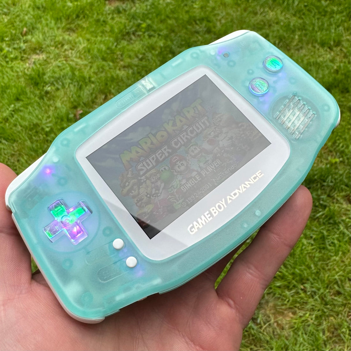 MINT/OPAL IPS BACKLIT NINTENDO GAMEBOY ADVANCE + USB-C + LED BUTTONS ...