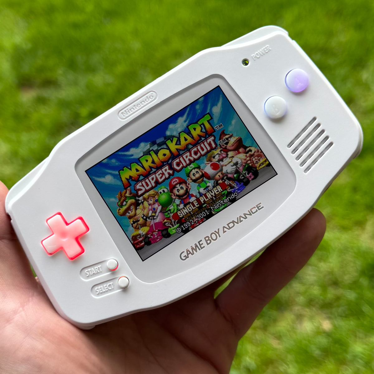 WHITE IPS BACKLIT NINTENDO GAMEBOY ADVANCE + USB-C + LED BUTTONS + ACR ...