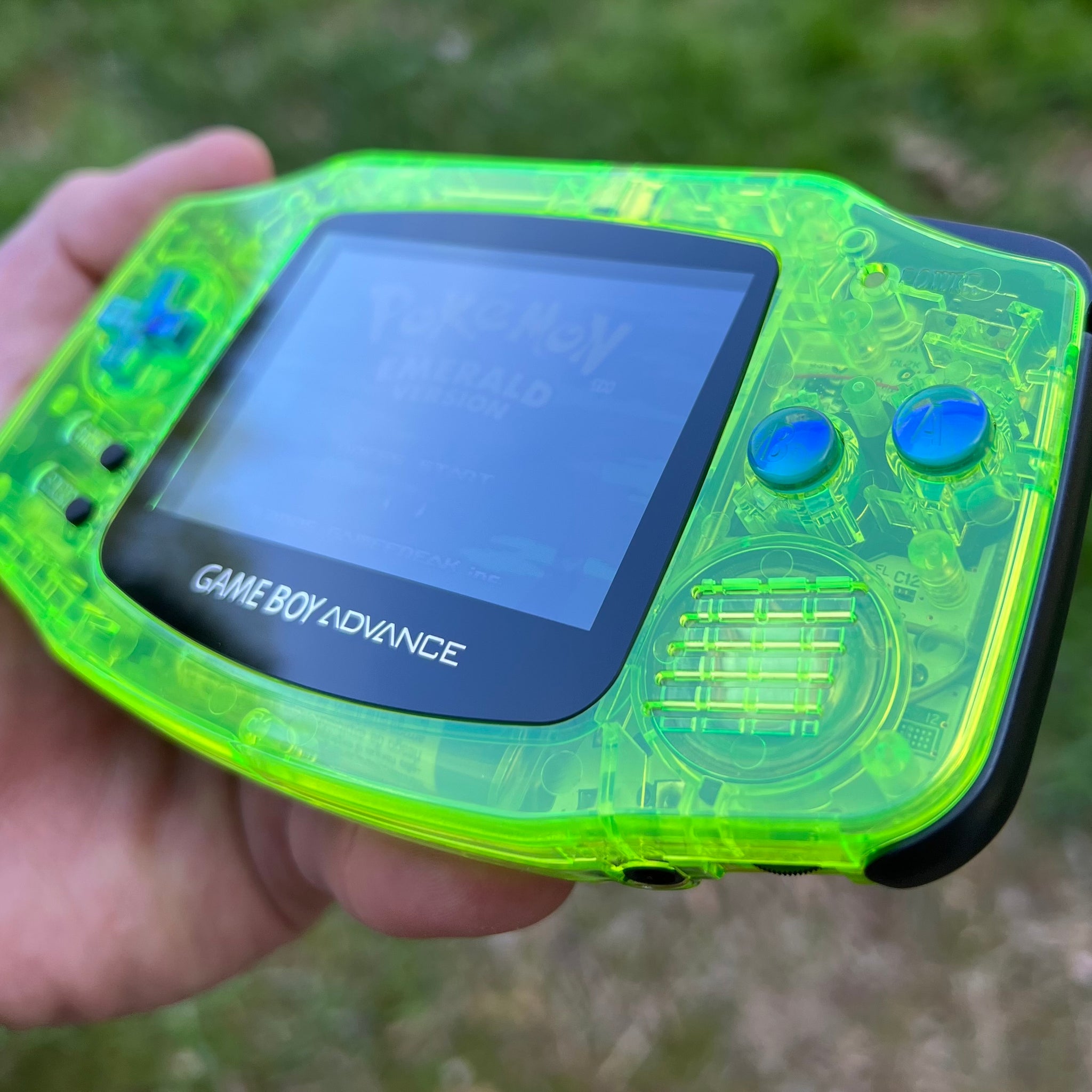 MIRROR CLEAR GREEN/ BLUE MIDNIGHT OPAL IPS BACKLIT NINTENDO GAMEBOY AD ...