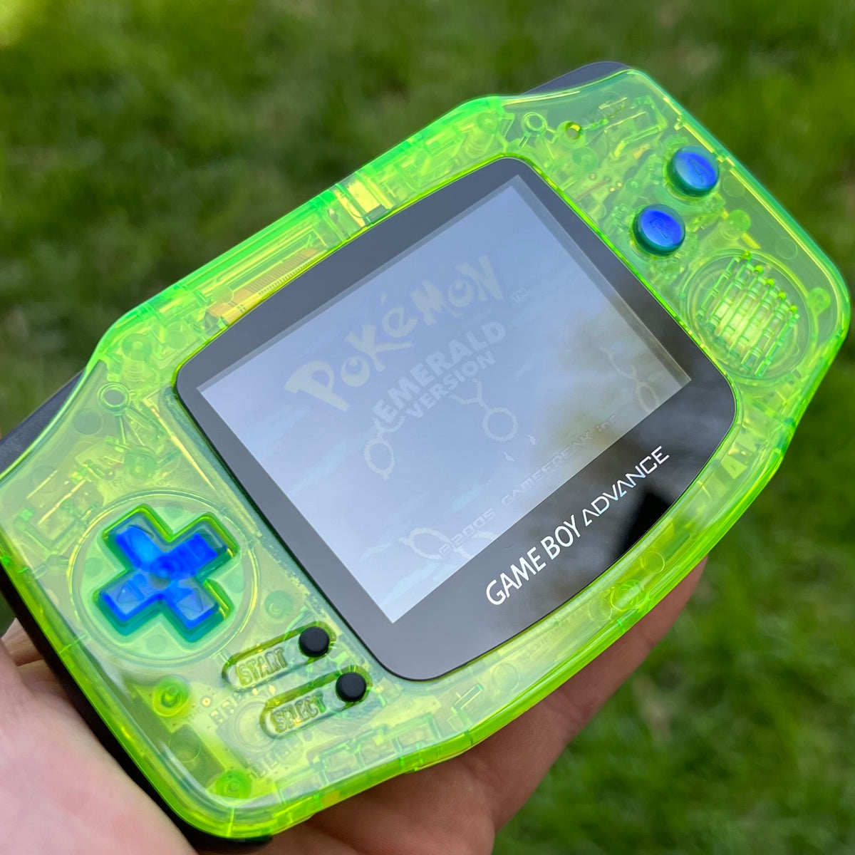 MIRROR CLEAR GREEN/ BLUE MIDNIGHT OPAL IPS BACKLIT NINTENDO GAMEBOY AD ...