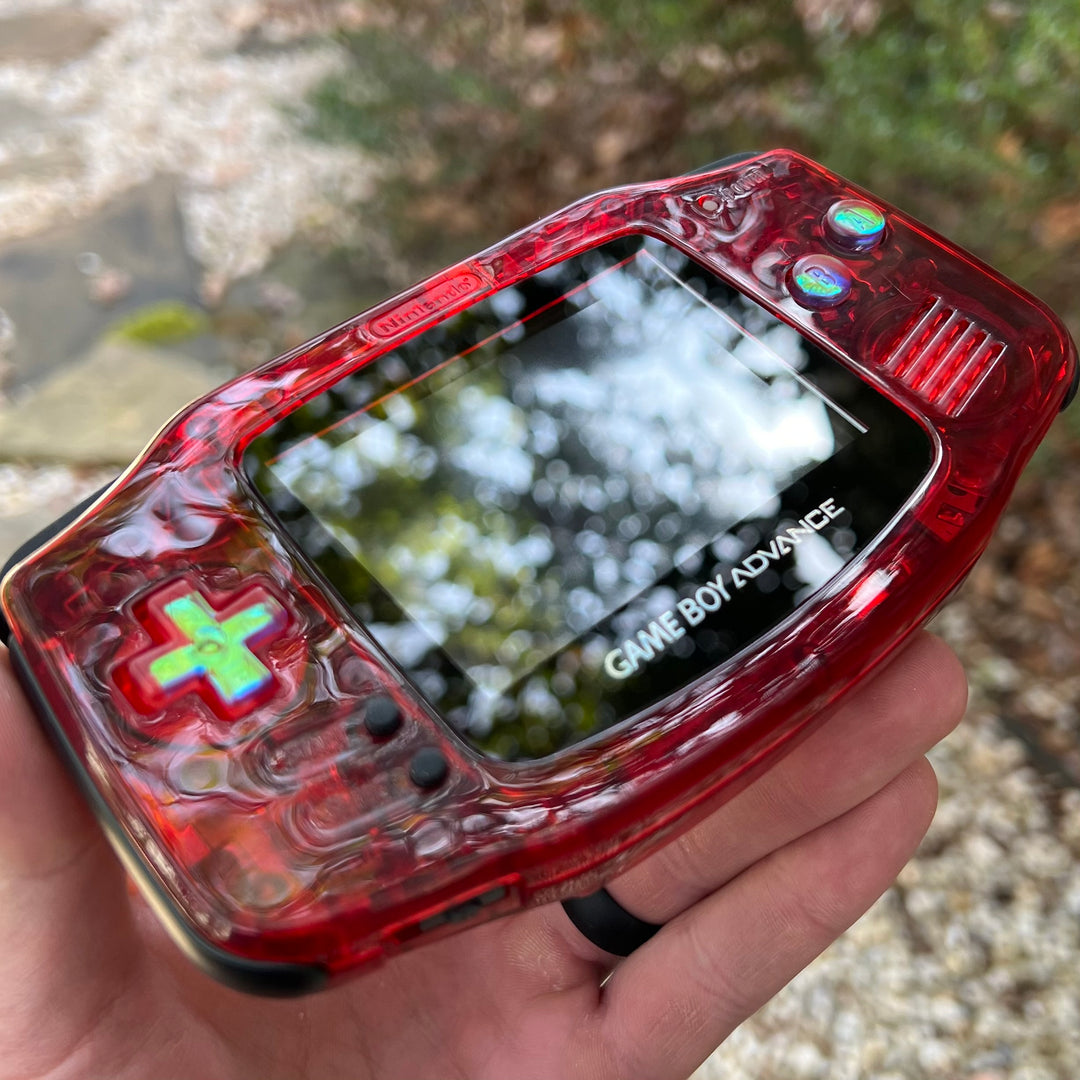 MIRROR CLEAR RED/ OPAL IPS BACKLIT NINTENDO GAMEBOY ADVANCE ...