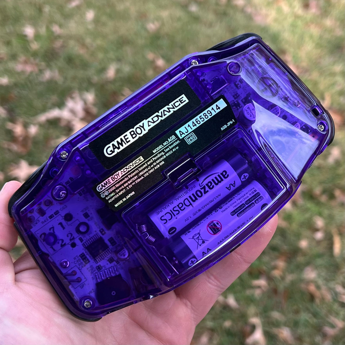 MIRROR CLEAR PURPLE/ SKY BLUE OPAL IPS BACKLIT NINTENDO GAMEBOY ADVANC ...